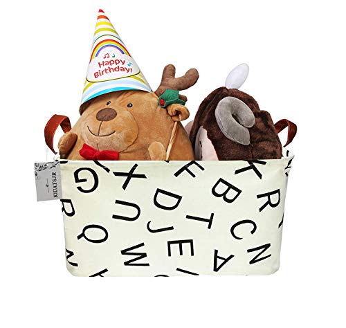 Storage Basket,Nursery Hamper Canvas Laundry Basket Foldable with Waterproof PE Coating Storage for edroom, Closet, Kid's Toys, & Laundry (Alphabet)