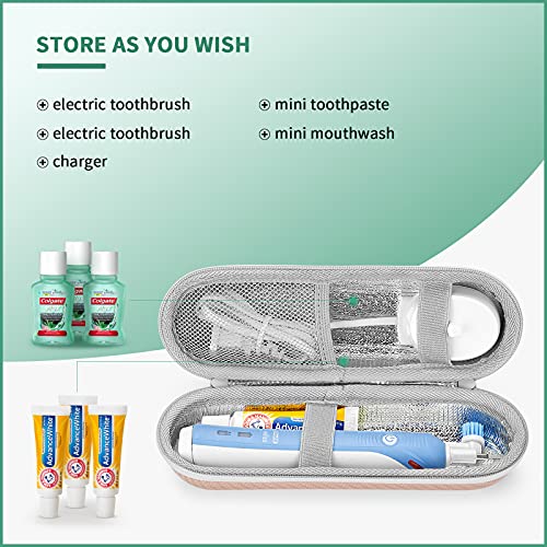 Yinke Electric Toothbrush Travel Case for Philips Sonicare & Braun Oral-B/Oral B Pro with Accessories Storage, Protective Hard Cover Portable Storage Bag (Rose Gold)