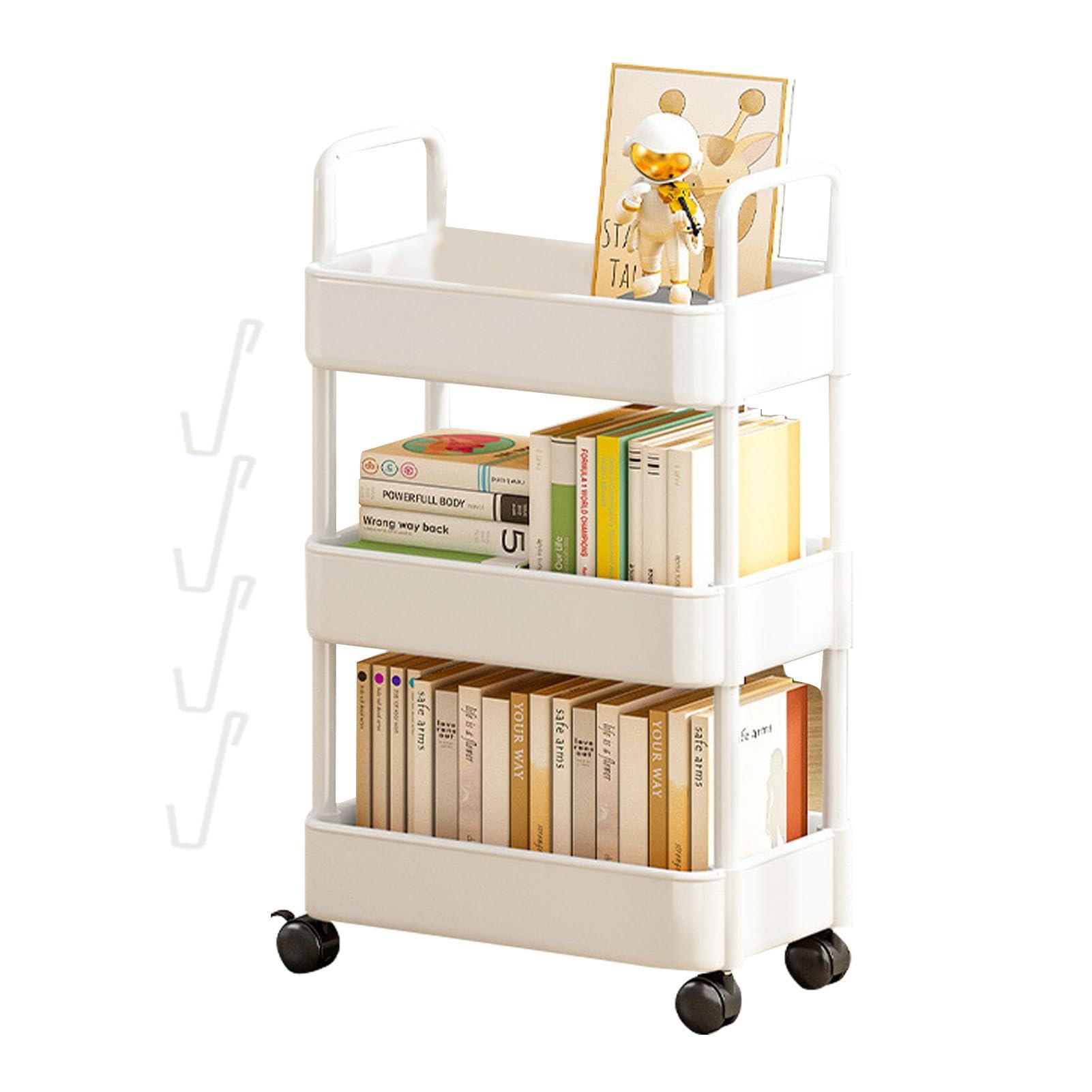 3/4-tier Storage Rack On Wheels- Slide Out Rolling Utility Cart Kitchen Storage Utility Cart Rolling Storage Rack for Kitchen Bedroom Bathroom