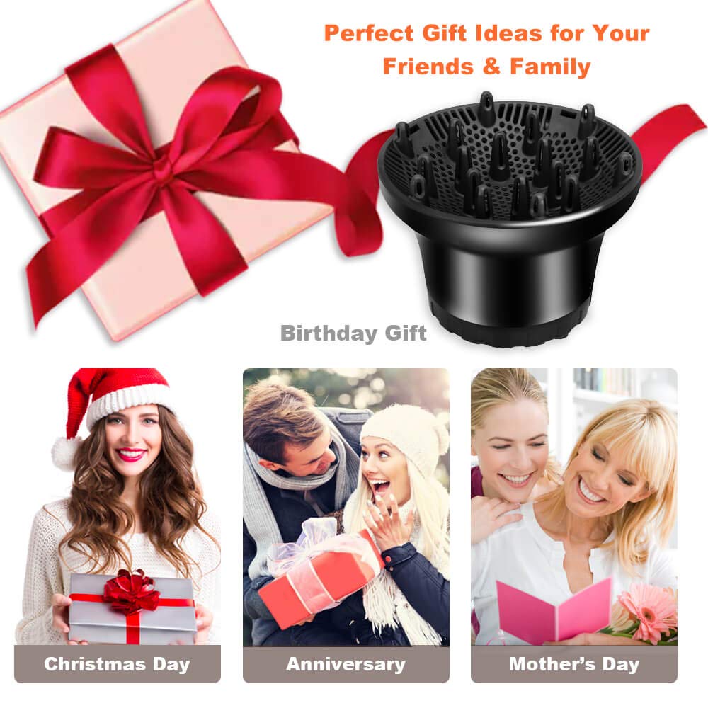 Universal Hair Diffuser, Hair Dryer Diffuser Attachment for Curly and Natural Wavy Hair, Professional Blow Dryer Diffuser, Adjustable from 1.4 Inch to 2.6 Inch