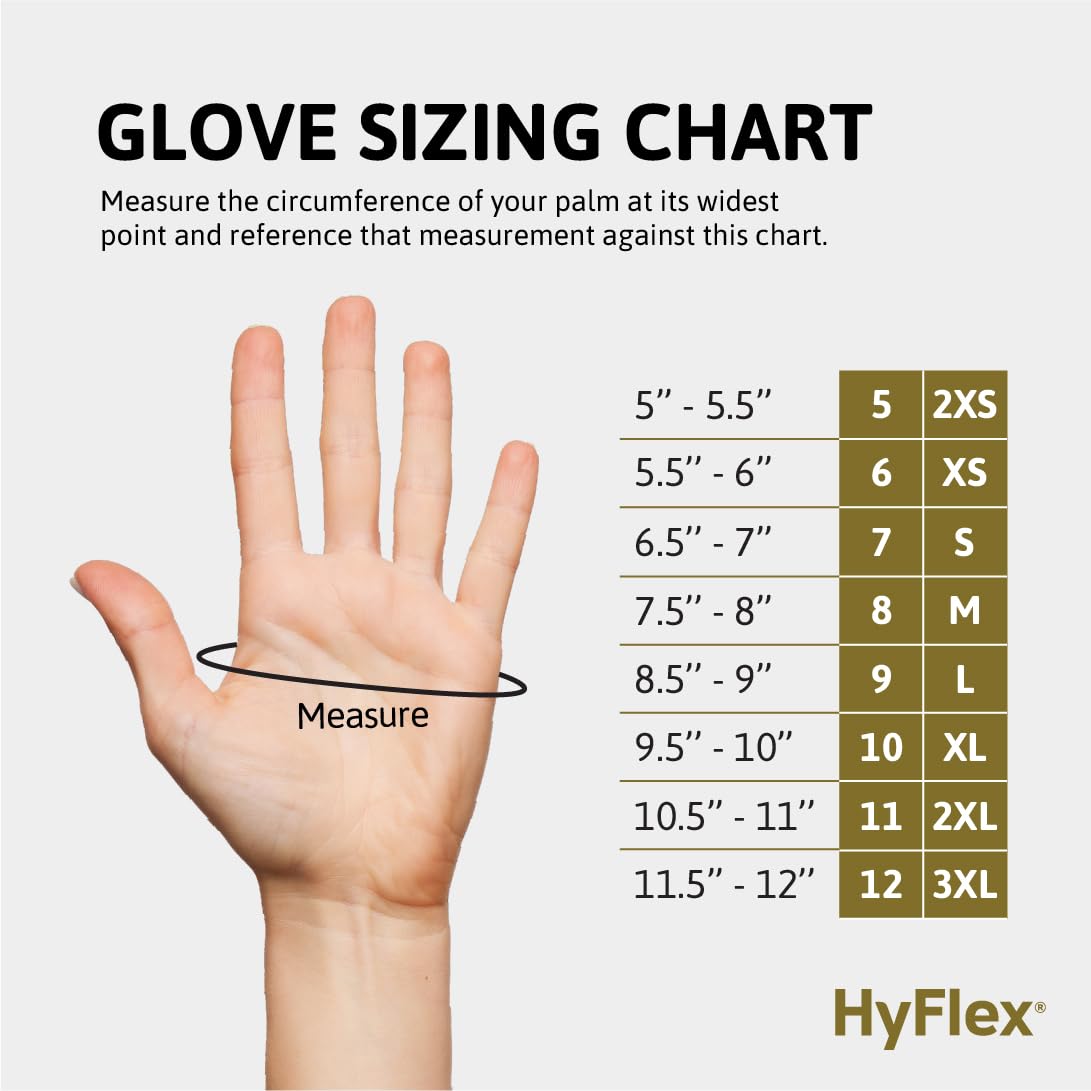 Ansell HyFlex 11-644 Mechanical Protection Cut-Resistant Industrial Gloves, Large, White & Grey (144 Pairs)