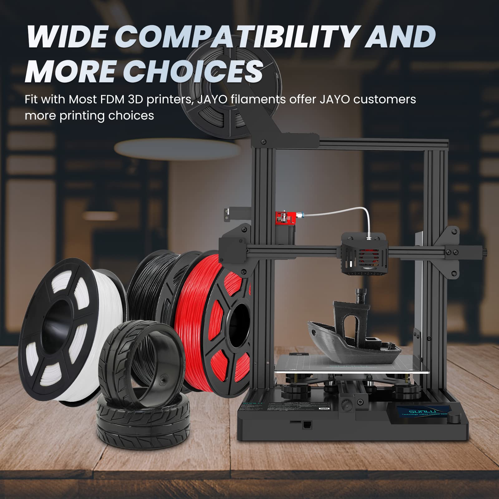 TPU Filament 1.75mm, JAYO Flexible 3D Printer Filament TPU Shore 95A, 0.5 KG Spool TPU Red, Dimensional Accuracy +/- 0.03 mm