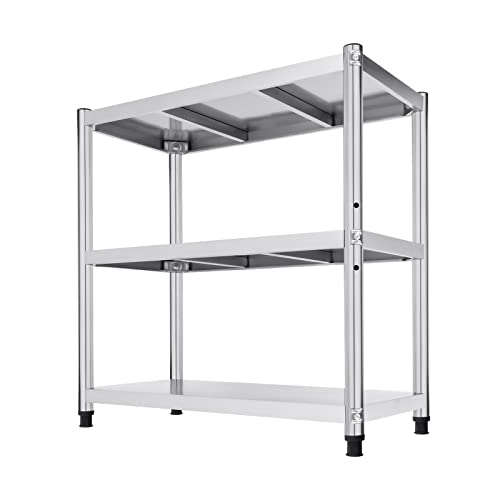 32"×16" Stainless Steel Table, Heavy Duty Stainless Steel Table for Prep, Shelf Organizer Kitchen Storage Shelves Garage Shelves, Commercial Kitchen Work Table for Restaurant, Home and Hotel, Silver