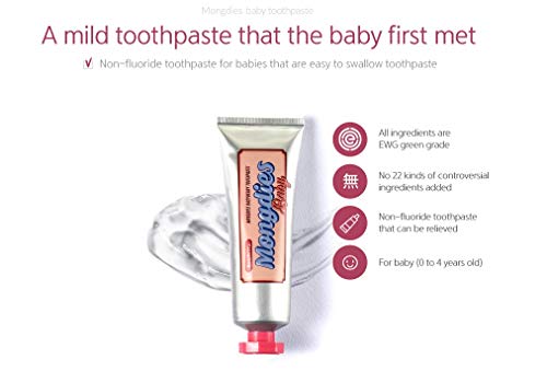 Mongdies Baby Raspberry Toothpaste Helps Remove Plaque and Includes Vitamin B6 to Prevent Gum Disease Fluoride Free (5pcs)