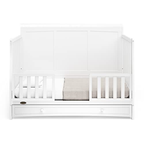 Graco Asheville 4-in-1 Convertible Crib with Drawer (White) β GREENGUARD Gold Certified, Crib with Drawer Combo, Full-Size Nursery Storage Drawer, Converts to Toddler Bed, Daybed and Full-Size Bed