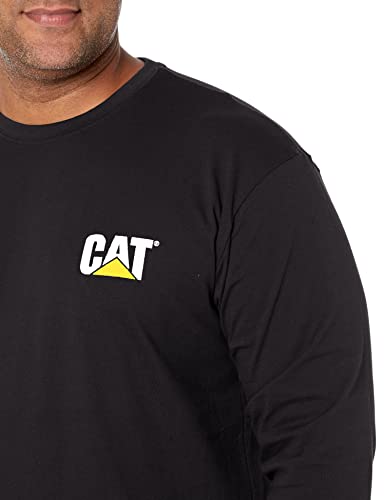 Caterpillar Men's Trademark Banner Long Sleeve Tee Shirts with Center Back Neck Wire Management Loop and CAT Logo, Black, X Large