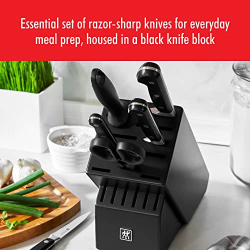ZWILLING Professional S 7-Piece Razor-Sharp German Block Knife Set With Black Rubberwood Block, Made in Company-Owned German Factory with Special Formula Steel perfected for almost 300 Years