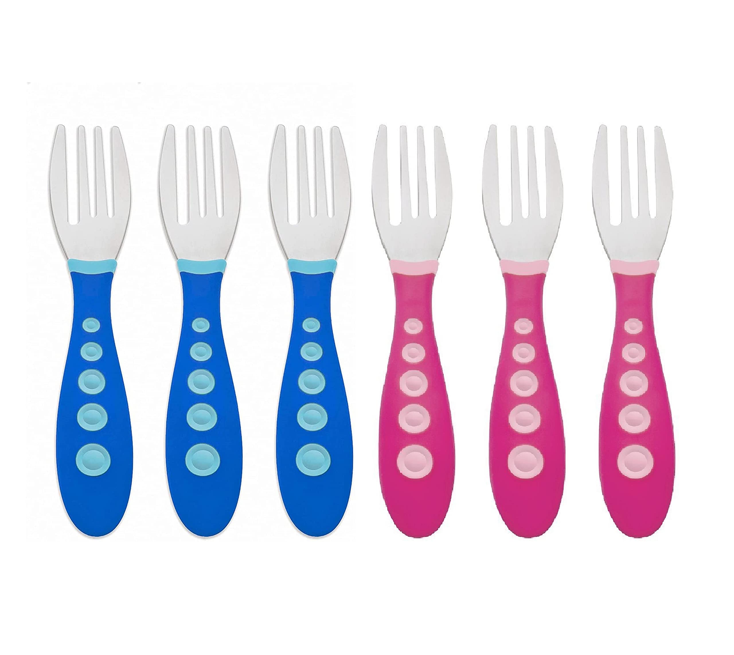First Essentials by NUK Kiddy Cutlery 6 Piece Fork Set Pink & Blue