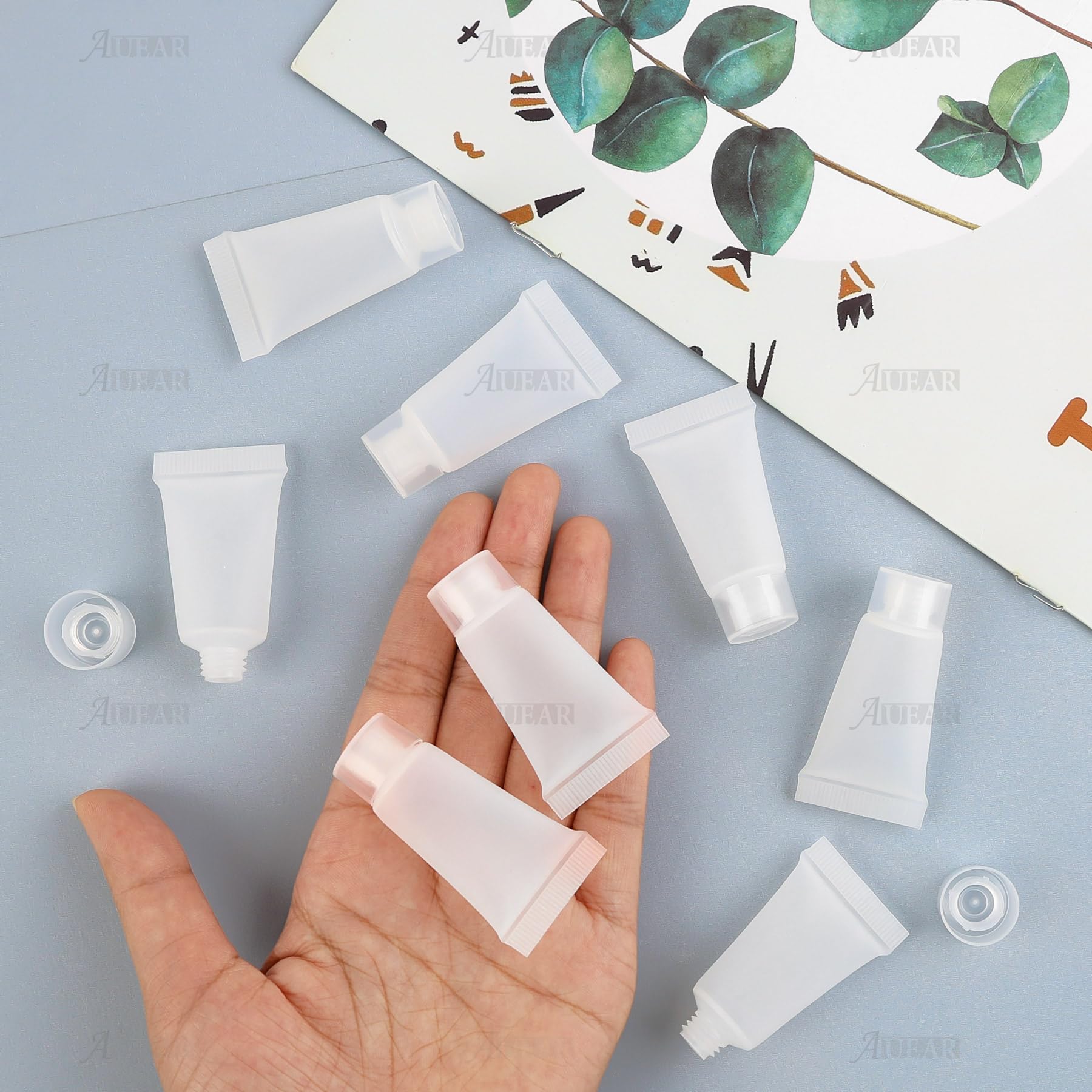 AUEAR, 24 Pack 5ml Empty Refillable Plastic Soft Tubes Squeeze Cosmetic Bottles Packing Sample Mini Containers for Body Lotion Shower Gel Shampoo Cleanser