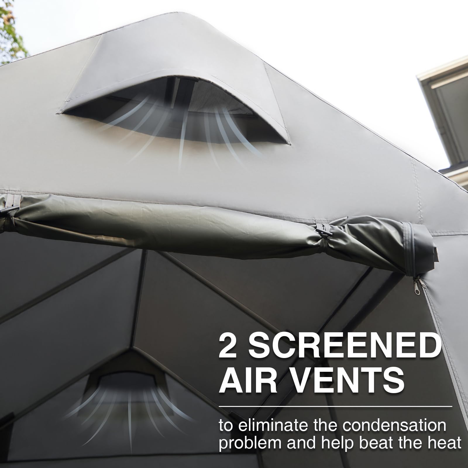 EVER ADVANCED Outdoor Storage Shelter with Vents Storage Tents for Outside Heavy Duty Storage Sheds for Motorcycle, Bike, Grey