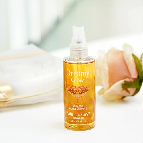 Vital Luxury Body Mist Set, Travel Size Spray Bottle, Long Lasting Perfume Gift Sets, Fragrance Mist for Men & Women, Dreamy Glow, Pack Of 2, 3 Fl Oz Each