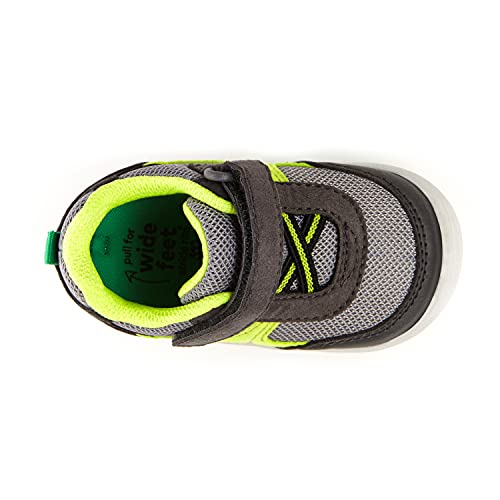 Stride Rite 360 Infant and Toddler Boys Gogo First Walker Shoe, Grey/Neon, 4 Toddler