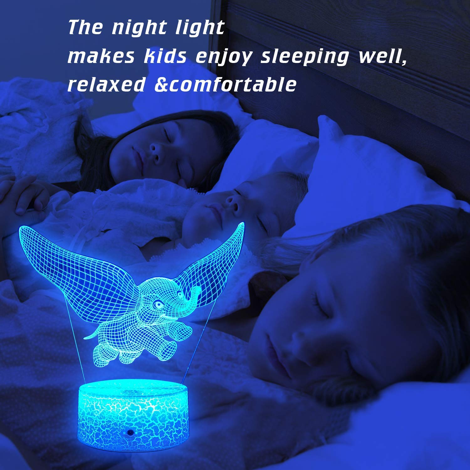 Menzee Elephant 3D Night Light for Kids,3D Lamp Optical Illusion with Remote Control&Smart Touch 7 Colors 16 Colors Changing Elephant Toys 10 9 3 5 2 8 1 7 6 4 Year Old Boy Girl Gifts