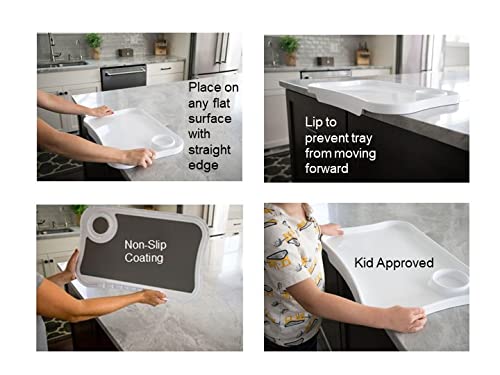 SpillyTray | Hard Plastic Kid's Placemat with Elevated Ridge and Non-Slip Surface on Bottom | Multi-use Kid's Tray | Contain Mealtime Spills and Craft Messes Within Child's Tray | BPA Free