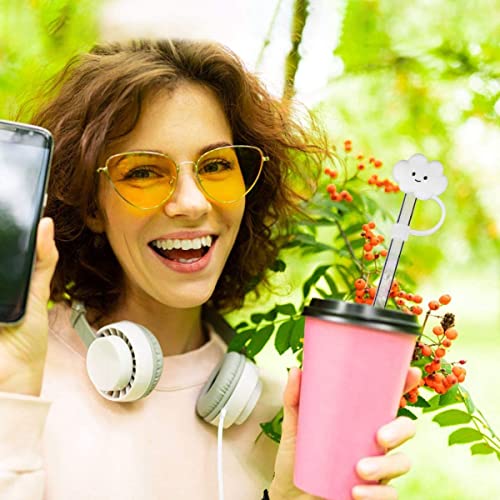 6Pcs Straw Covers Cap For Stanley Cup Straw Tips Cover Stanley Straw Covers for Reusable Straws Silicone Cute Cloud for 6-8mm Splash Proof Straw Tips