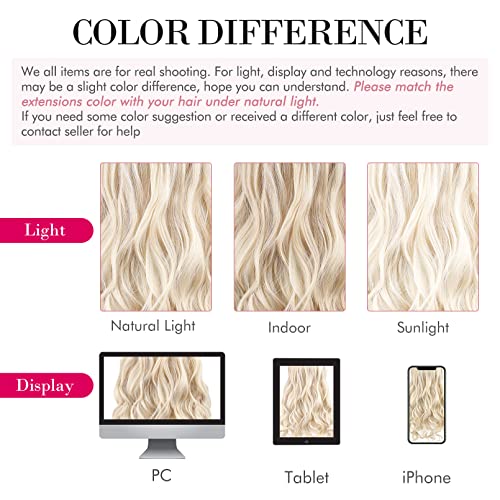 REECHO Invisible Wire Hair Extensions with Transparent Headband Adjustable Size Removable Secure Clips in Curly Wavy Secret Hairpiece for Women 20 Inch - Dark Chocolate Brown with Golden blonde mixed