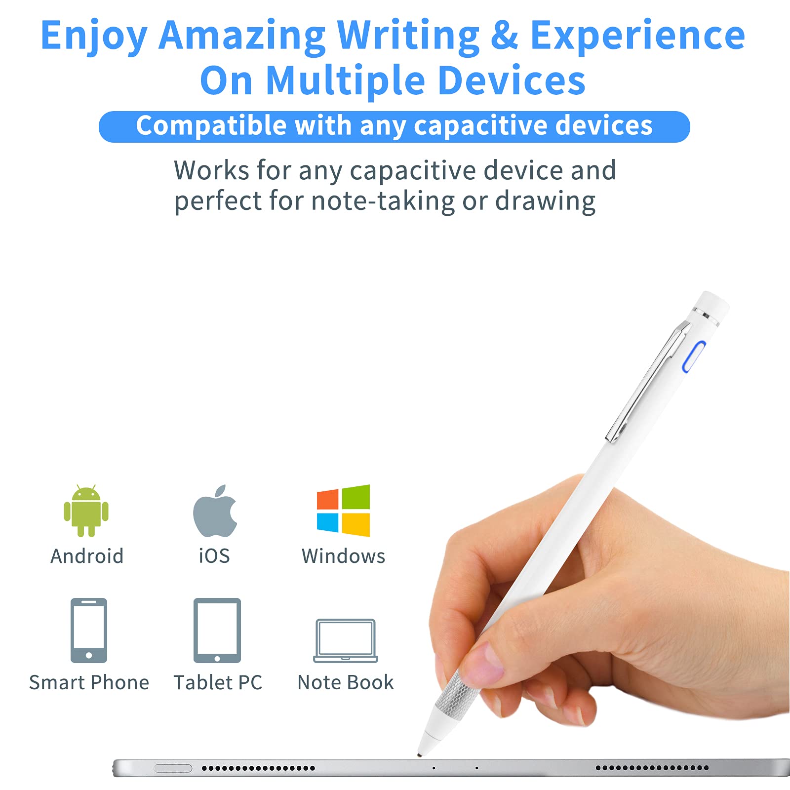 Stylus Pencil for iPad 9.7 iPad Pro 10.5 Inch Pen,Minilabo Touch Screens Active Stylus Digital Pen with 1.5mm Fine Tip Stylist Pen for iPad 9.7 iPad Pro 10.5 Inch Drawing and Writing Pencil,White