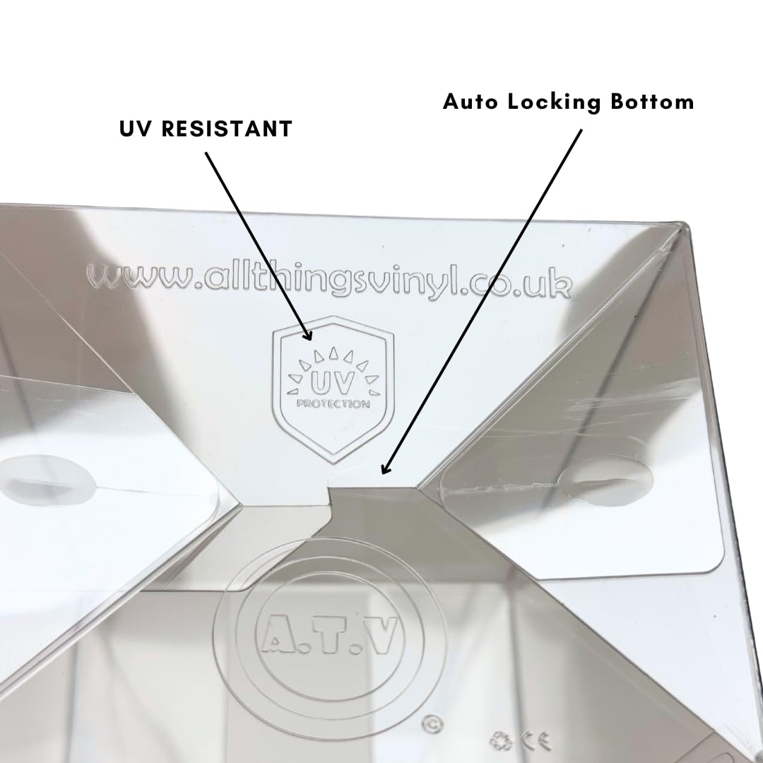 ATV Store, All Things Vinyl Premium UV 4" Protectors Vinyl Display Box Case Thickness 0.50mm GROOVED Edge Pack of 10