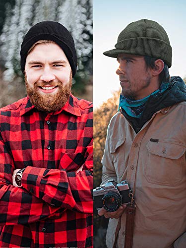 4 Pieces Winter Beanie Hat Winter Knit Hat Warm Ski Hat Thick Beanie Brim Cuff Beanie Cap for Men and Women