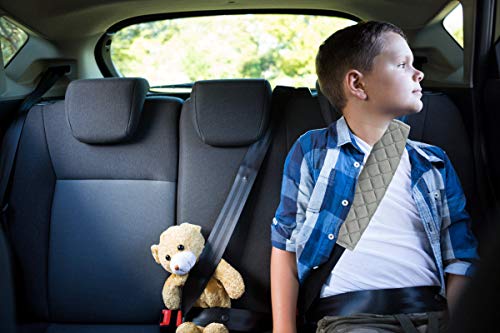 MIRKOO Car Seat Belt Cover Pad, 4-Pack Soft Car Safety Seat Belt Strap Shoulder Pad for Adults and Children, Suitable for Car Seat Belt, Backpack, Shoulder Bag, Laptop Computer Bag(4-Gray)