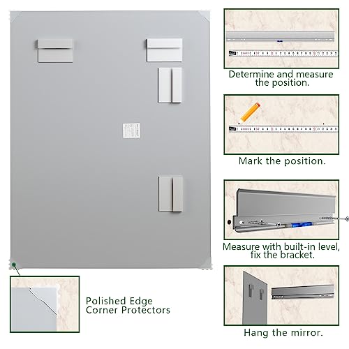 Mirrorons Frameless Mirror, Wall Mirror 40" x 32", Modern Rectangle Bathroom Mirrors for Wall with Polished Edge, Hangs Horizontally or Vertically. Entryways, Bathroom, Gym.