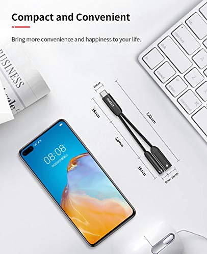 NIMASO USB Type C to 3.5mm Headphone and Charger Adapter, 2 in 1 Headphone Jack Charging Power Aux Cable Compatible with Pixel 4 3 XL, Galaxy S21 S20 S20+ Plus iPad Pro Air 4 Mini 6