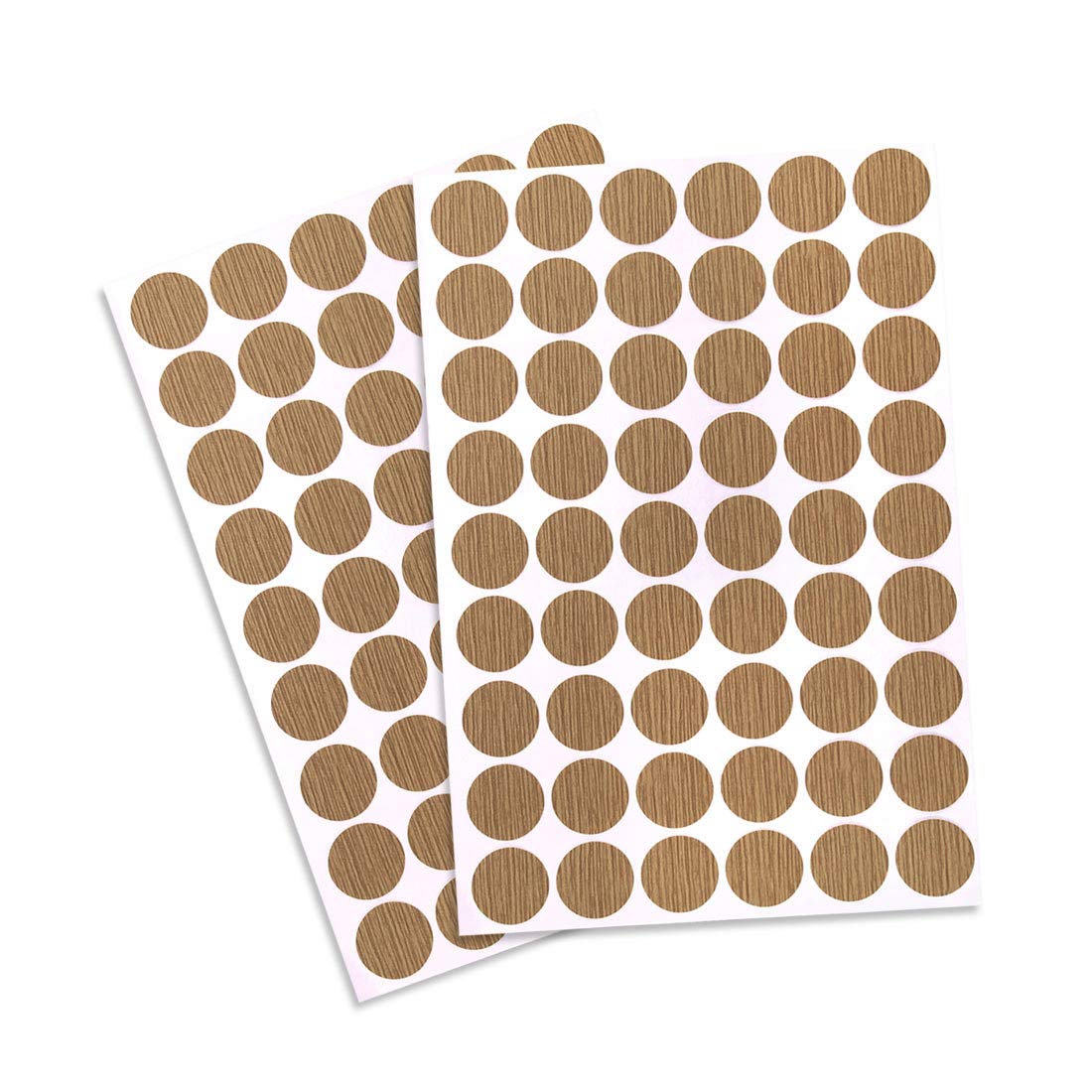 uxcell Screw Hole Covers Stickers Textured Plastic Self Adhesive Stickers for Wood Furniture Cabinet Shelve Plate 21mm Dia 108pcs in 2Sheet Maple