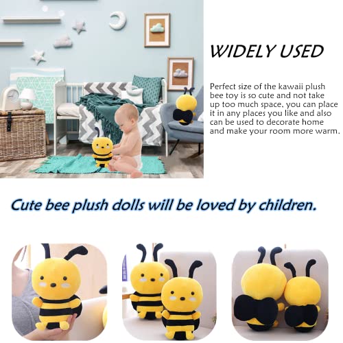 AUCOOMA Stuffed Bee Animal Plush, Cute Honeybee Plushie Toy for Kids, Girls, Doll 7.8"