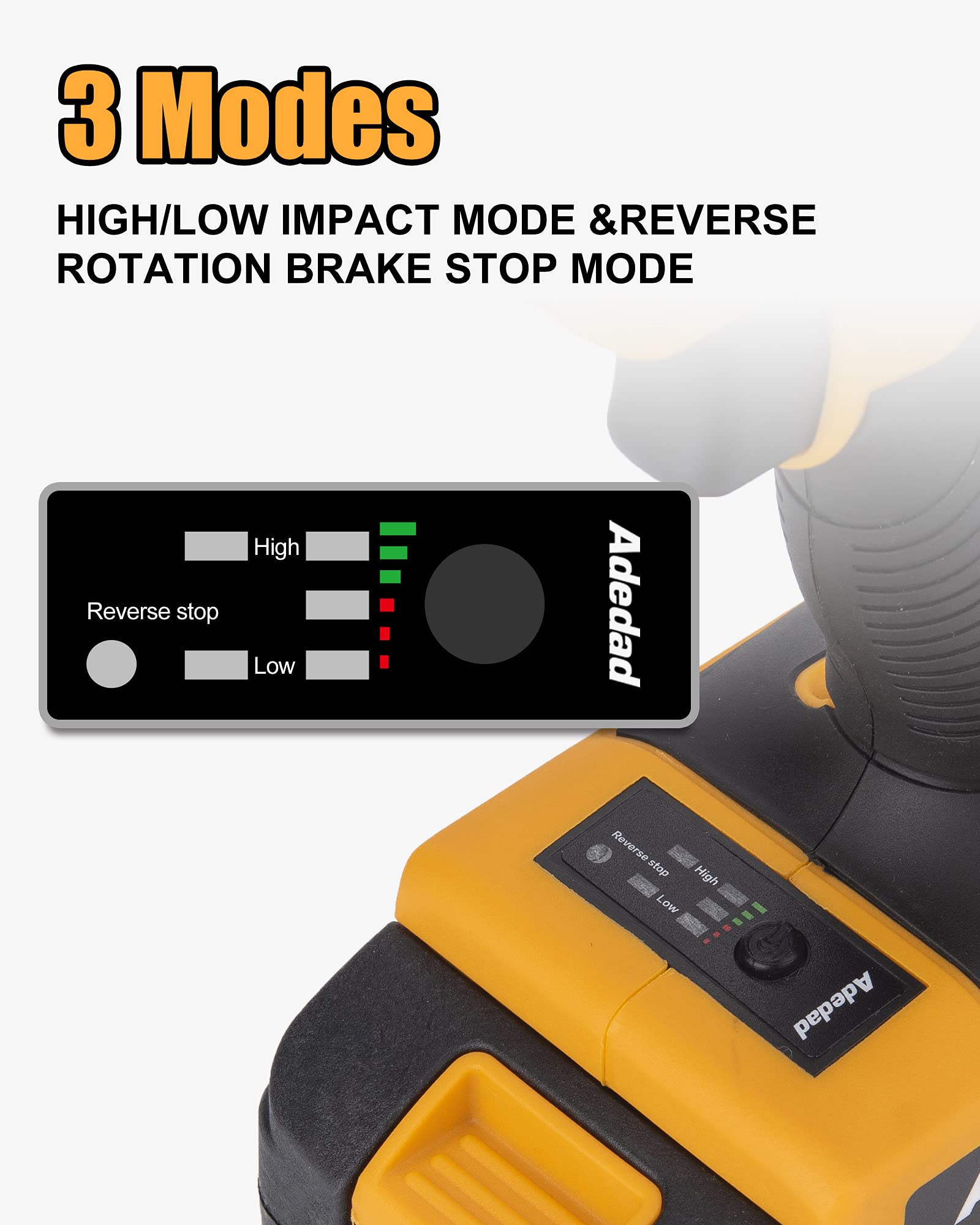 Adedad 20V Brushless 1/2 inch Cordless Impact Wrench with Battery, Fast Charger, LED Light - 240 ft-lbs Torque 3000 RPM