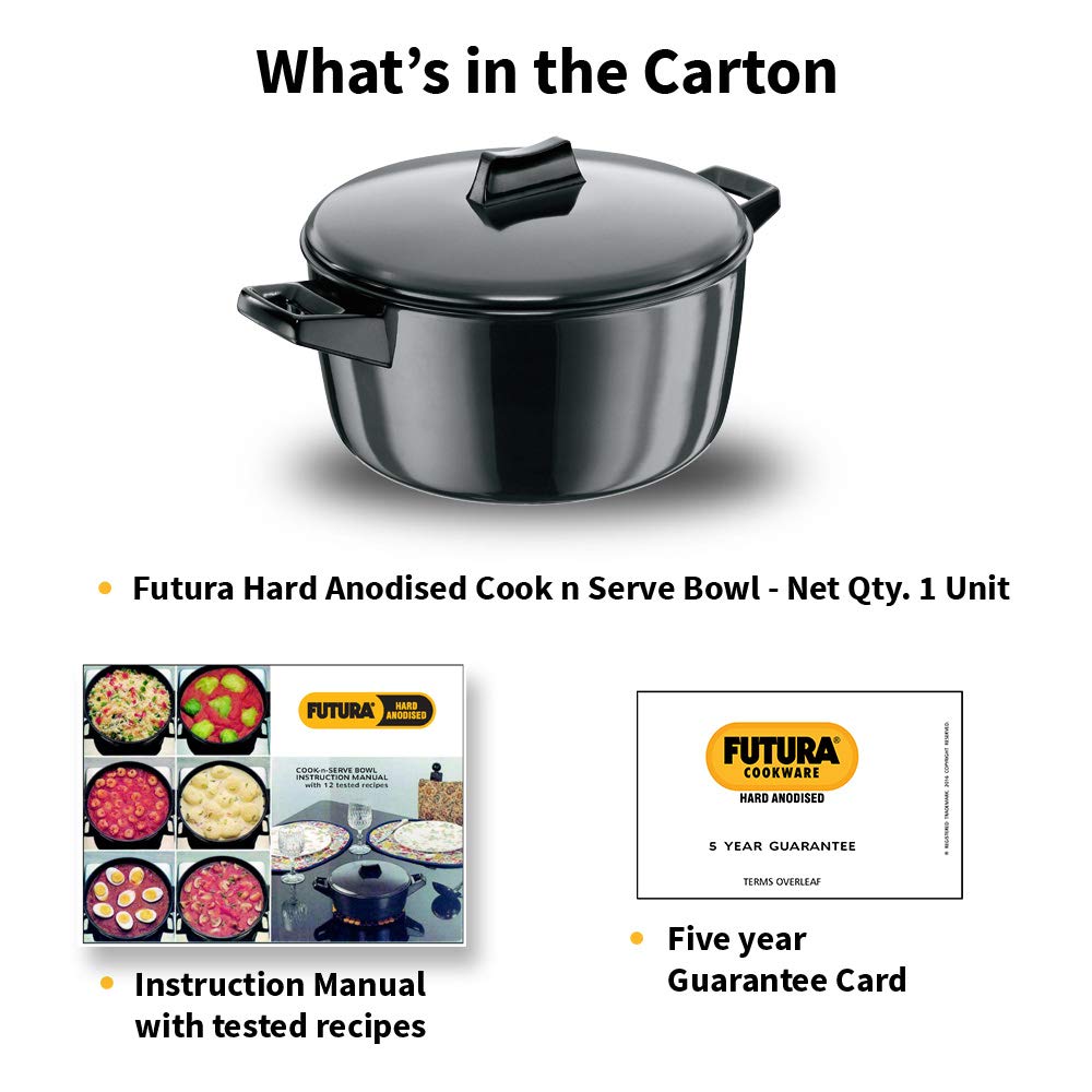 Hawkins Futura Hard Anodised Cook-N-Serve Bowl Black 4 L