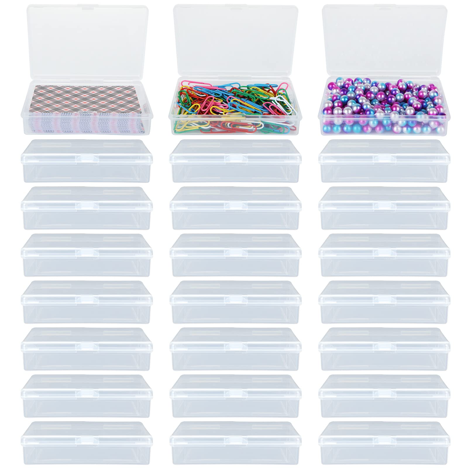 APACALI 24PCS Playing Card Case Clear Plastic Gaming Game Card Holder Organizer, Snaps Closed Clear Card Box Small Hard Plastic Card Storage Box, Empty Trading Card Storage Box 3.8x2.7x0.82 Inch