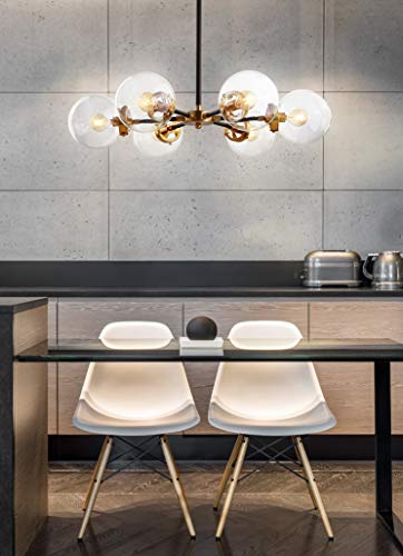 JONATHAN Y JYL9015A Caleb 6-Light 28" Brass Cluster Pendant, Contemporary, Modern, Transitional, Office, Living Room, Family Room, Dining Room, Kitchen, Bedroom, Foyer, Black/Brass Gold