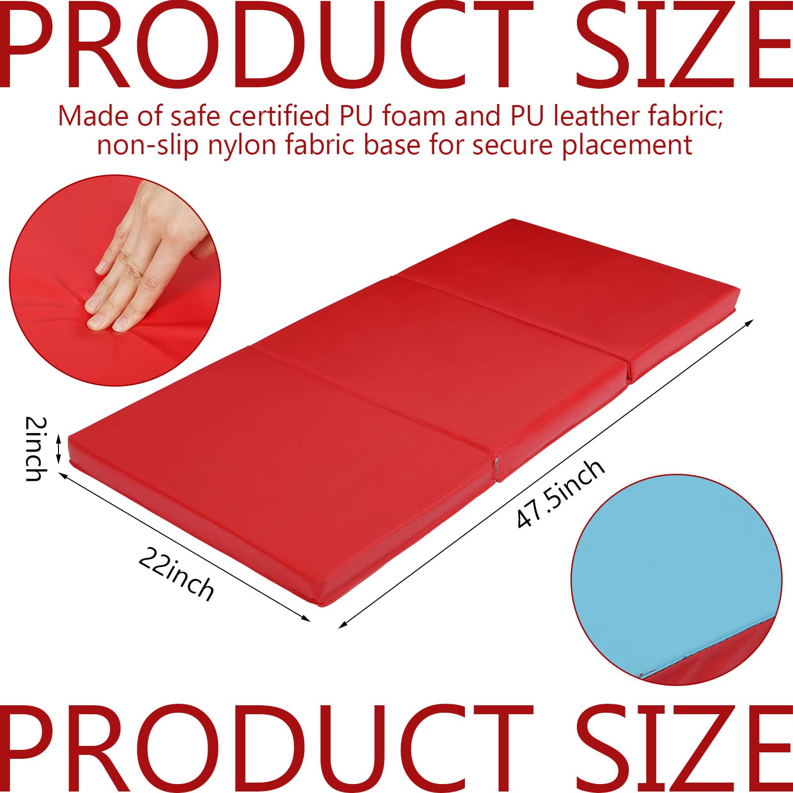 6 Pack Folding Rest Mats Folding Sleeping Mats for Kids 2 Inch Classroom Rest Mat Portable Children's Nap Mats for School Daycare Travel Home (2 Fold, 3 Section)