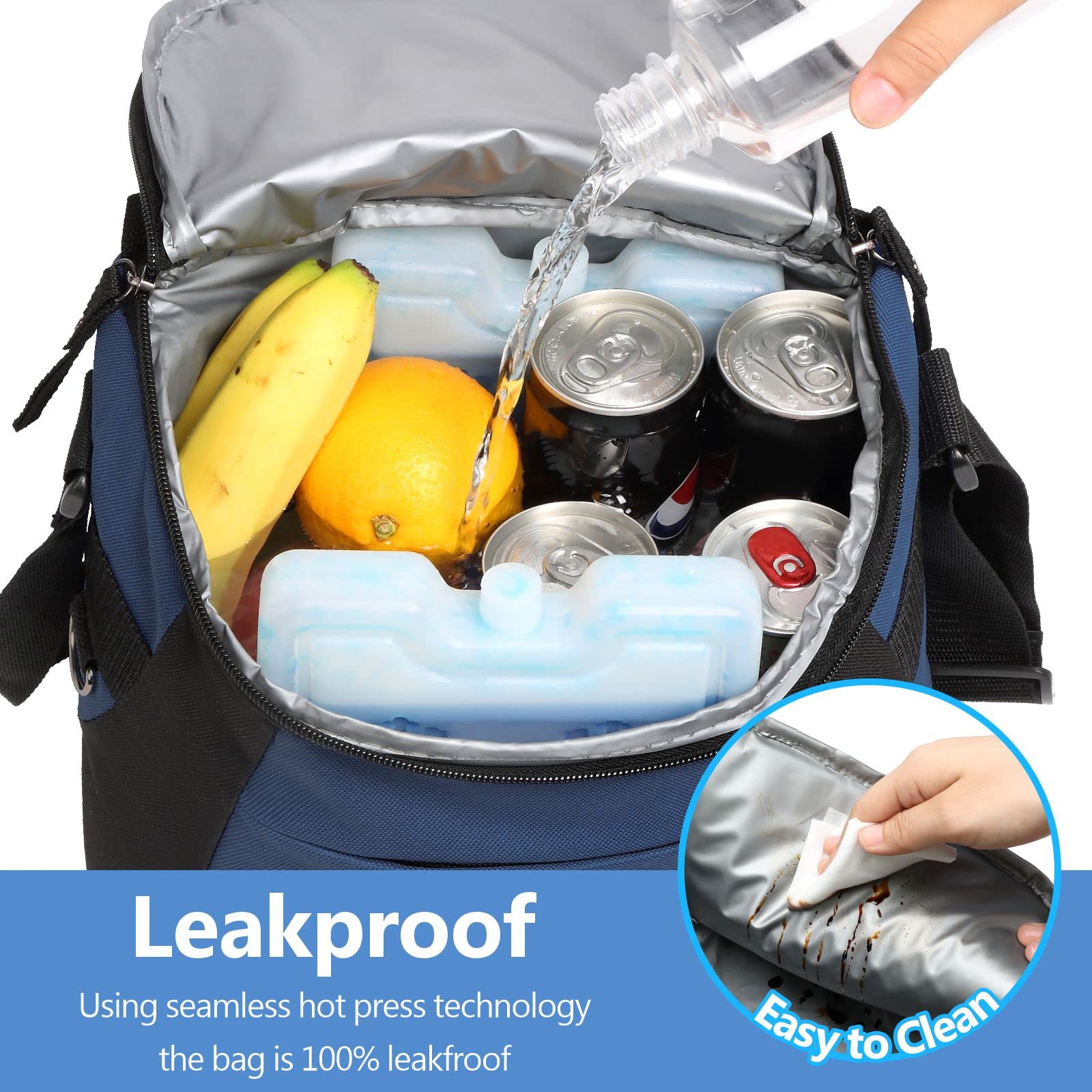 AIRBUYW Lunch Cooler bag, 12 Can Insulated Heat Sealed PEVA Lining Reusable Cooler For Men Women Work Adult