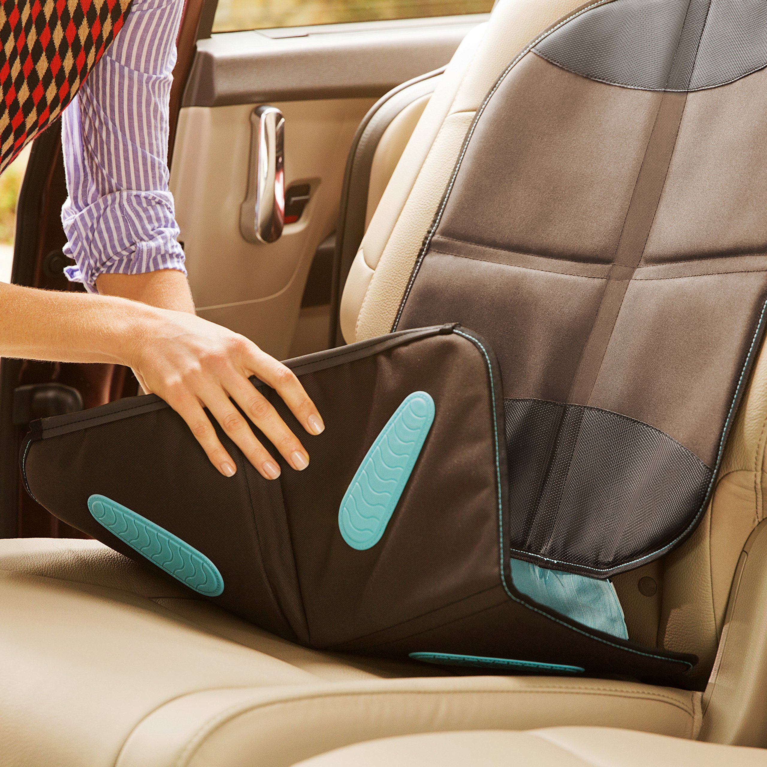 Munchkin® Brica® Seat Guardian™ Child Car Seat Protector, Includes Storage Pocket, Black/Brown