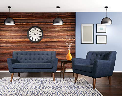 AVENUE•SIX OSP Home Furnishings Mill Lane Mid-Century Modern Loveseat with Button Tufted Design and Spring Cushion Support, Navy Blue Fabric