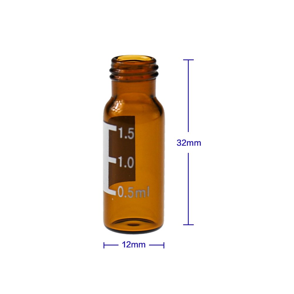 Autosampler Vial, 2 ml HPLC Vial, Amber Chromatography Lab Vial, Sample Vial with Writing Area, 9-425 Screw-Thread Vial, Pack of 100 by ALWSCI