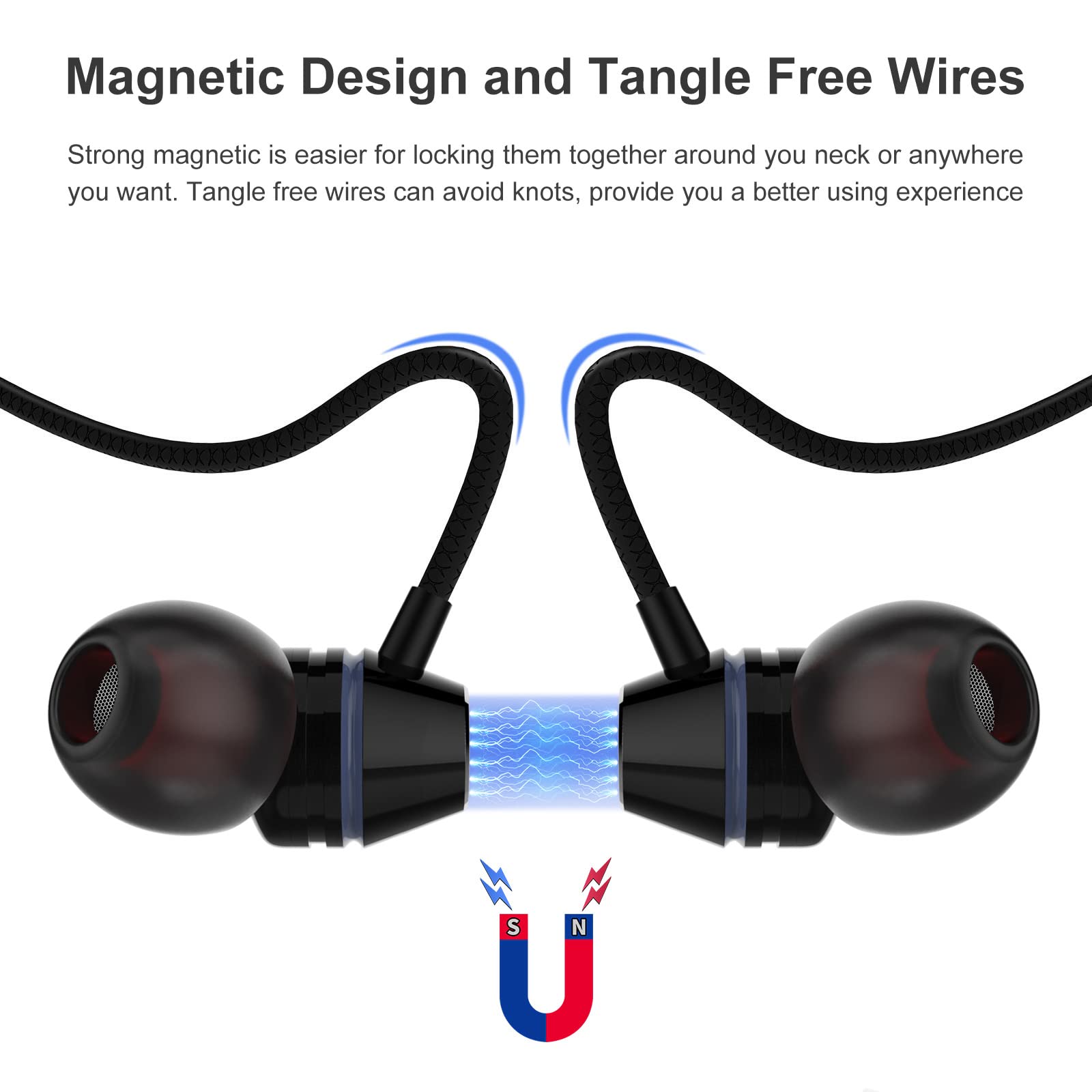 TITACUTE 3.5mm Headphones Magnetic Wired Earbuds for Google Pixel 5a 4a 3a for iPhone 6S 6 5S SE 1st Samsung Galaxy A03s A12 S9 S10 G Power MP 4 Gaming Headset in-Ear Earphones with Microphone Control