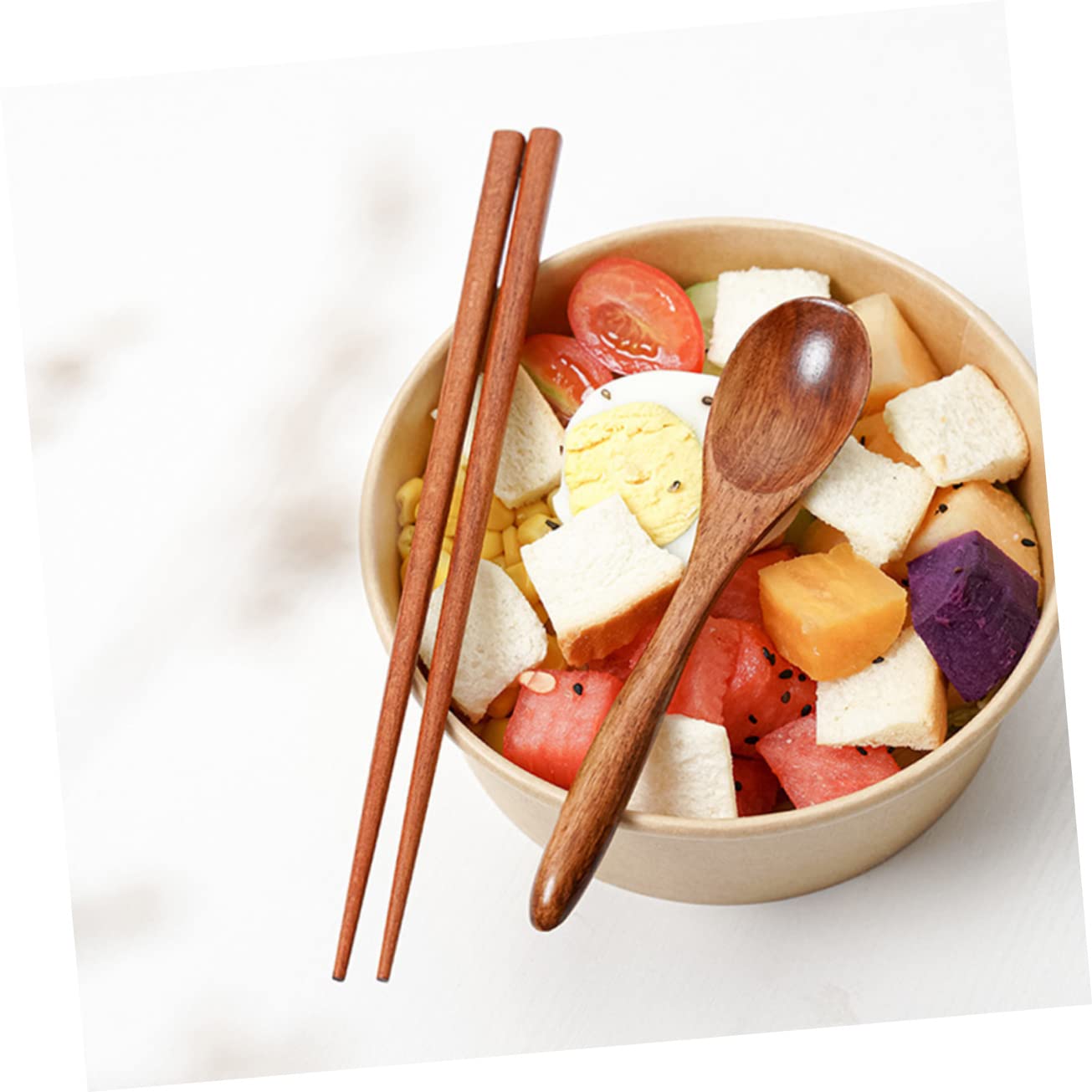 4 Sets Spoon Fork Chopsticks Wooden Cutlery Wooden Flatware Wooden Utensils for Eating Wooden Fork Wooden Tableware Wooden Chopsticks Wood Chopsticks Wood Dinnerware