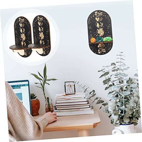 Amosfun 8 pcs Bed Wall Stones Organizer Phrase Crystals Style Divination Rack Stone Essential Shelf Rustic Supplies Mount Wooden Decoration Wood Decorative Shelves Floating Wiccan
