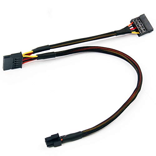 joleully SATA 15 Pin x2 to Mini 6 Pin ATX Compatible with Dell Inspiron 3668 3653 3650 HDD SATA Power Cable Replacement 12-inch(30cm)