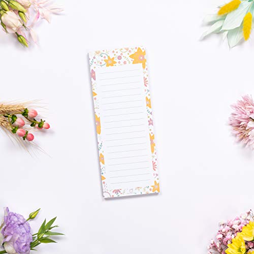 Peach Tree Shade Magnetic Notepads, 6-Pack 60 Sheets Per Pad 3.5” x 9”, Flower Patterns, for Fridge, Kitchen, Shopping, Grocery, To-Do List, Memo, Reminder, Book, Party, Stationery, (Floralnotes)