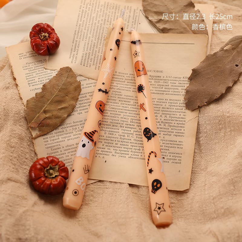 8 Pcs Halloween Taper Candles, 10 Inch Tall Decorative Candles Orange & Pink Ghost Pumpkin Decorative Taper Candles - Ideal for Halloween Party Dinner Table Decorations