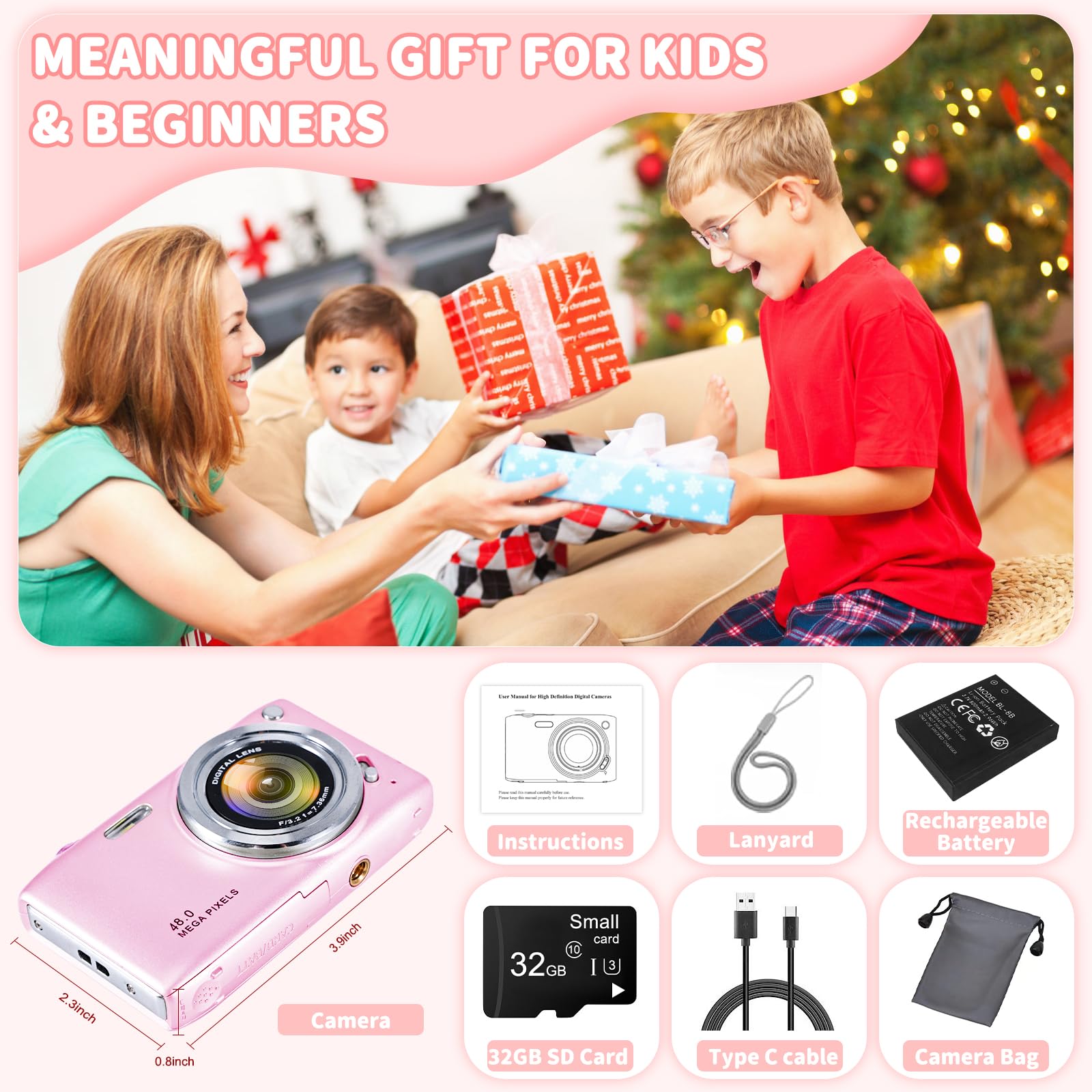 48MP 4K Digital Point and Shoot Camera, Compact Digital Camera with 2.88' IPS Screen for Photo and Video, Small Digital Camera Support 16X Zoom Macro Mode and Flash, Beginner Camera for Teens