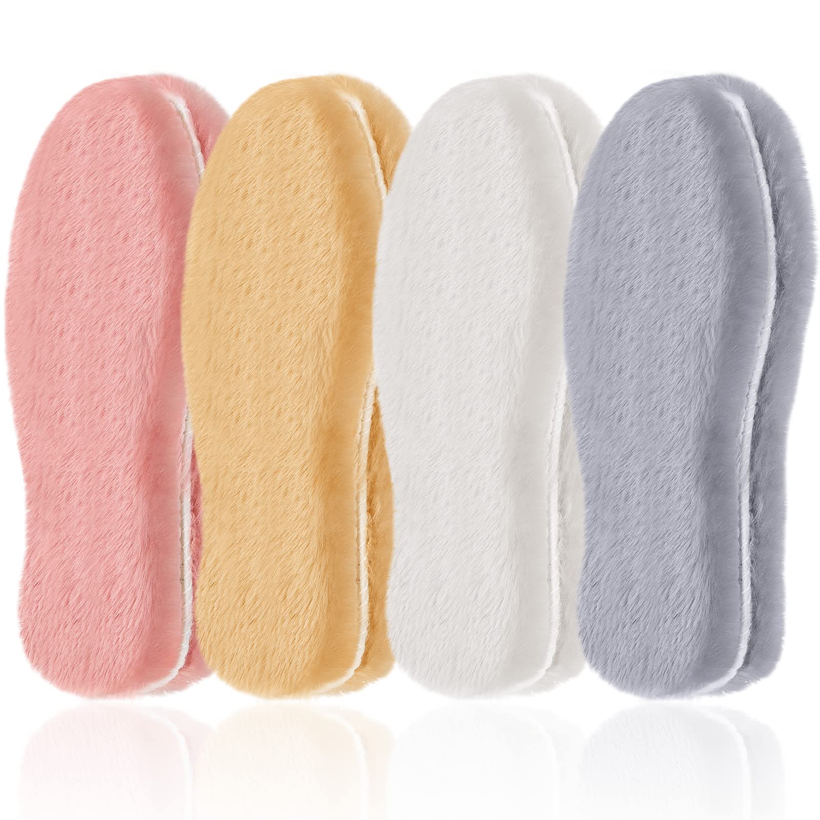 4 Pairs Women's Sheepskin Insole Winter Soft Warm Wool Insoles Thick Fuzzy Replacement Foot Inserts for Shoes Boots Slippers (Women 8 Medium US)