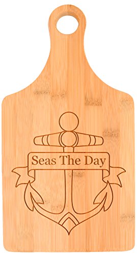 Customized Boating Gift Nautical Boat Name Anchor Personalized Paddle Shaped Bamboo Cutting Board
