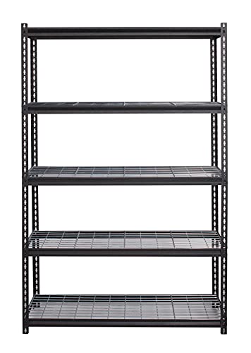 Iron Horse 2300 Deck Wire Shelving Unit, 5 Shelf, 18" x 48" x 72", Black, Black & Zinc