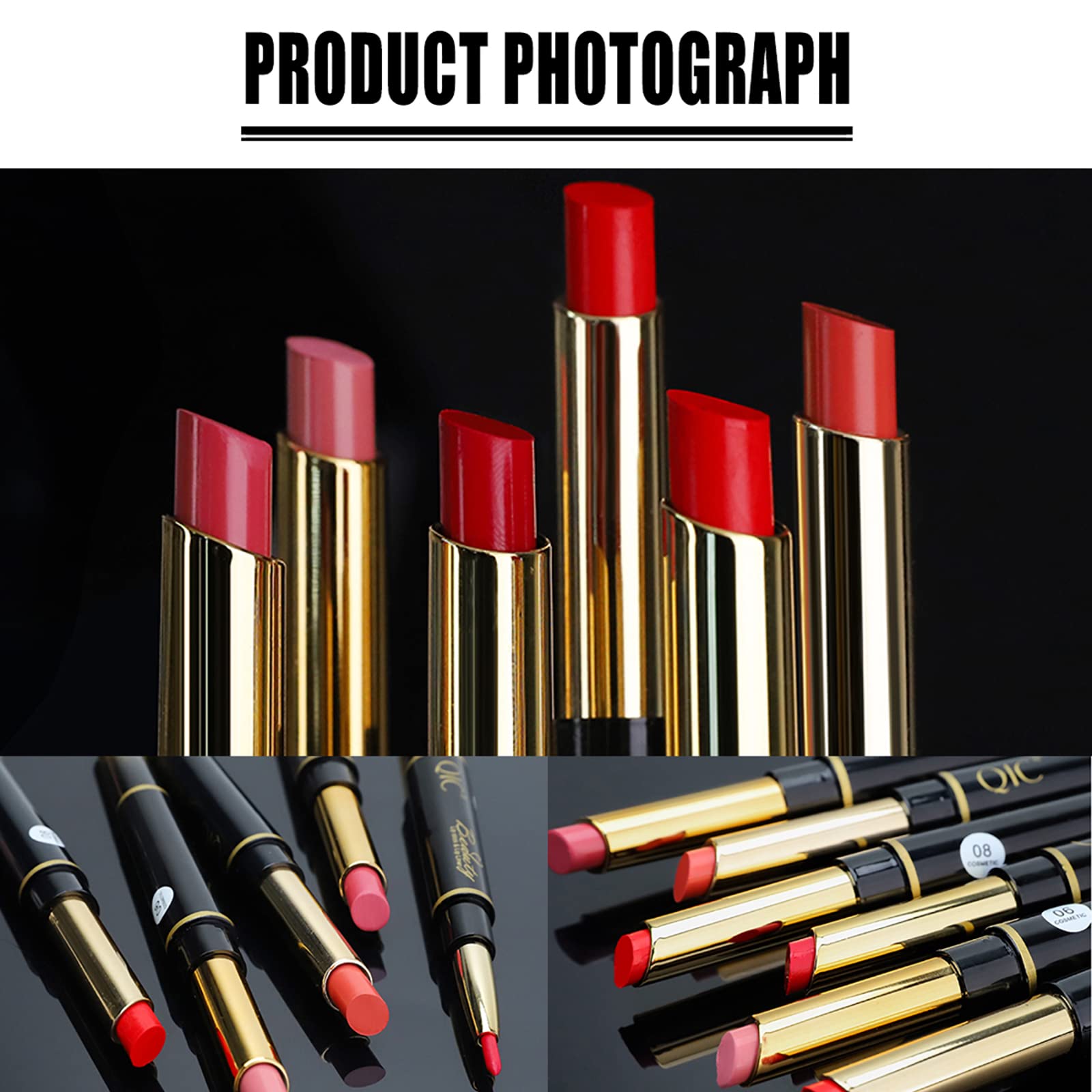 6Pcs Lip Liner and Lipstick Makeup Set, Purple Red/Claret/Vermilion/Pastel Orange/Rose/Ruby Red Lipstick Pen and with Lip Liner Pencil Set Lipstick Gift Set for Daily/Travel/Party/Work