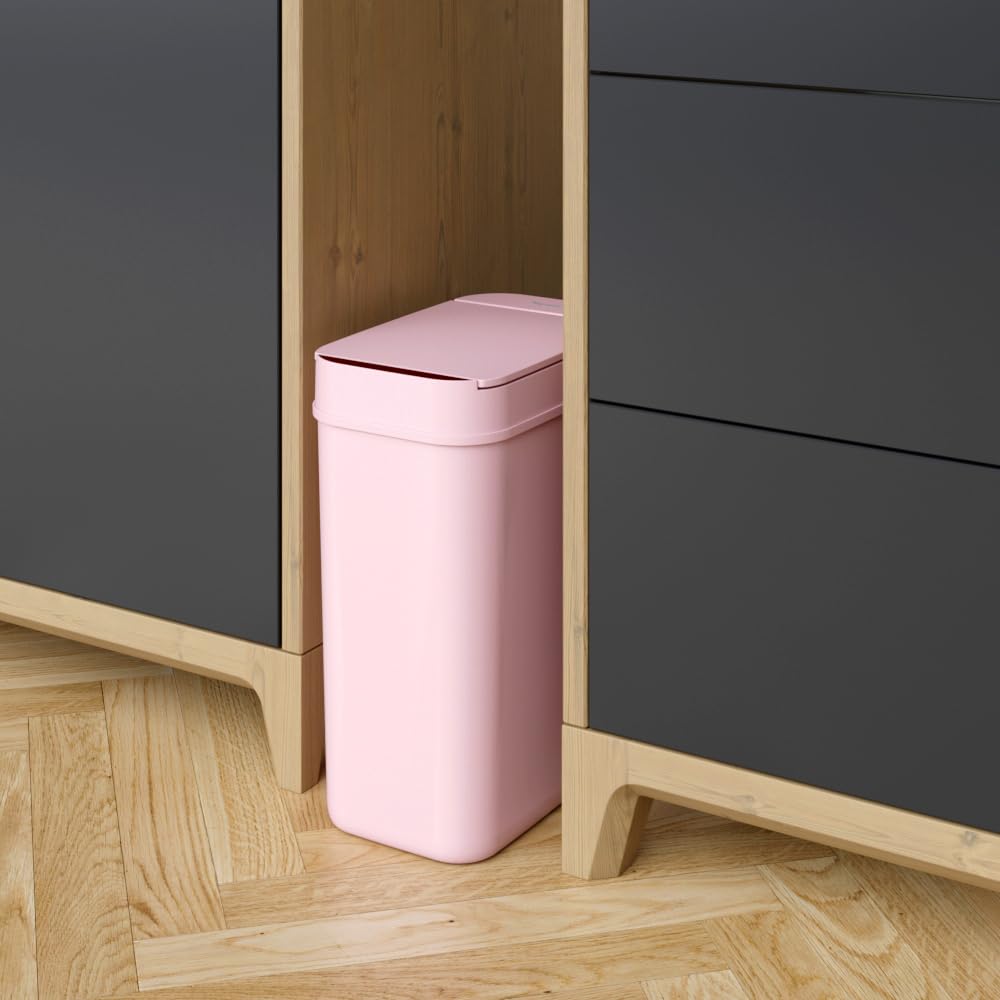 iTouchless 3 Gallon Sensor Pink Bathroom Trash Can, 10 Liter Slim Touchless Small Automatic Garbage Bin with Lid, Narrow Smart Motion Control Commercial Waste Basket for Bedroom, Office