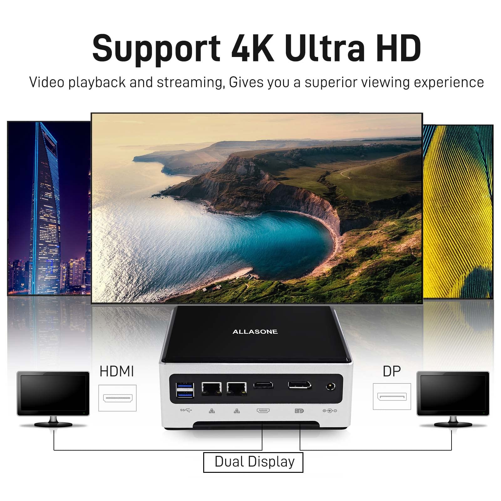 ALLASONE Mini PC Windows 11 Pro Core i7-1165G7,Mini Computer Dual LAN,32GB DDR4 RAM 512GB M.2 NVME SSD,Micro Computer USB3.0 HDMI DP, Dual Band WiFi BT 4.2